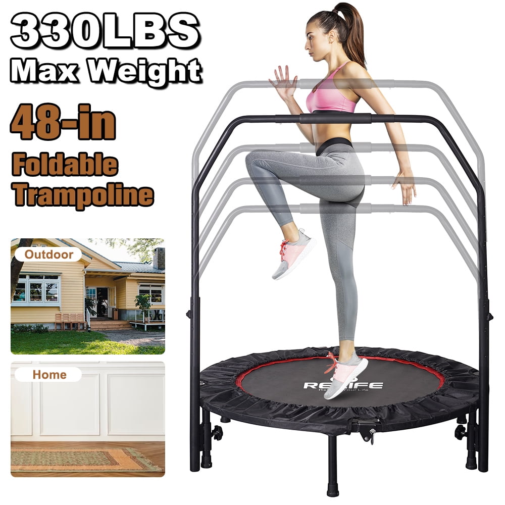 Relife 48‚Äù Fitness Trampoline with Adjustable Safety Bar & Heavy Duty ...