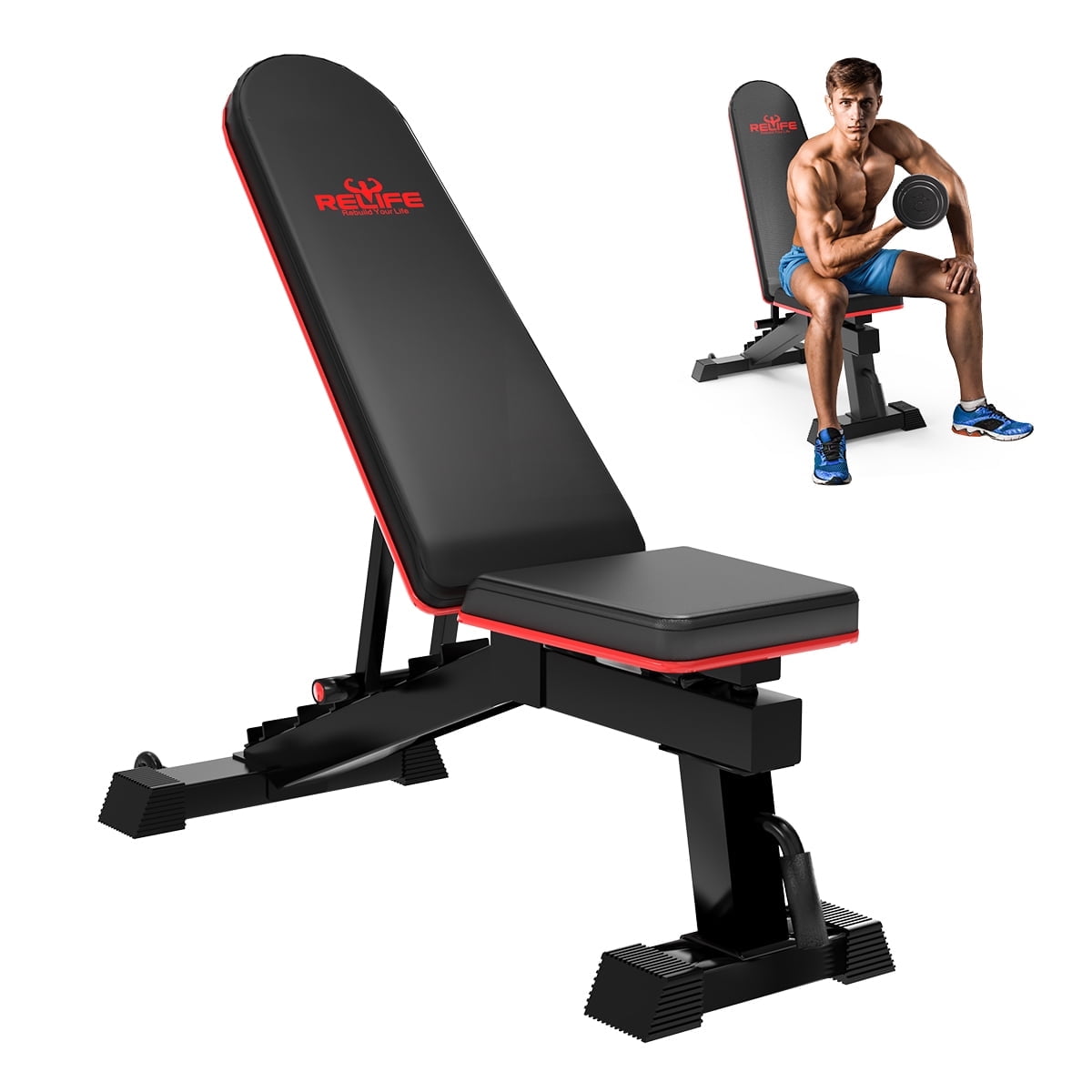 RELIFE SPORTS Adjustable Weight Bench, Foldable Workout Bench for Home ...