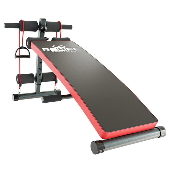 Relife Sports Adjustable Sit Up Bench with Resistance Bands, Foldable ...