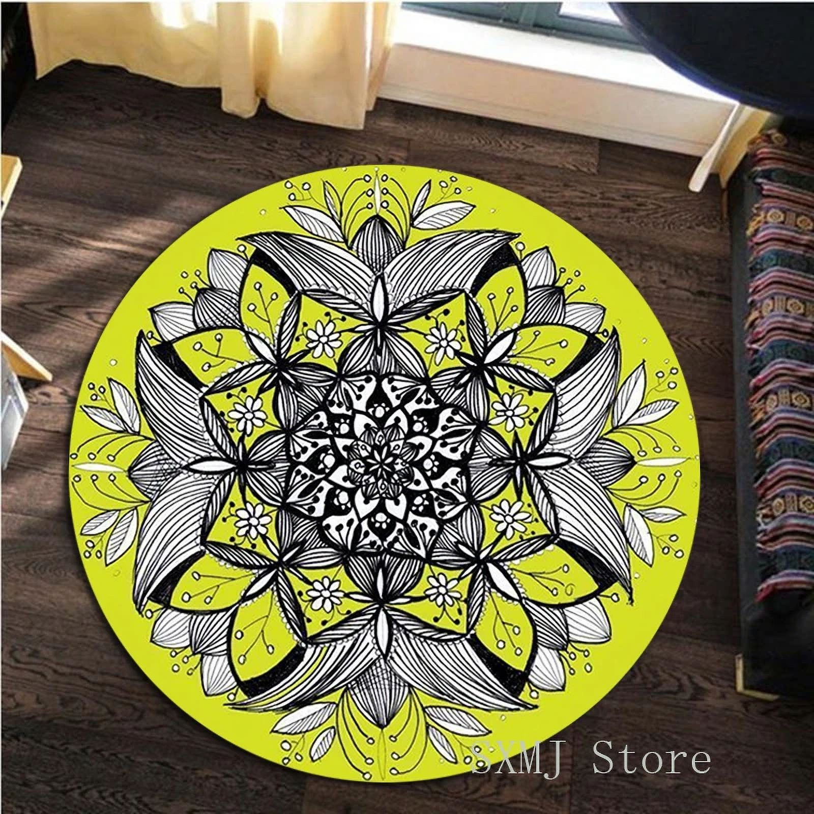Religion Mandala Paisley Round Carpet Area Rug Colorful Sofa Foot Pad ...