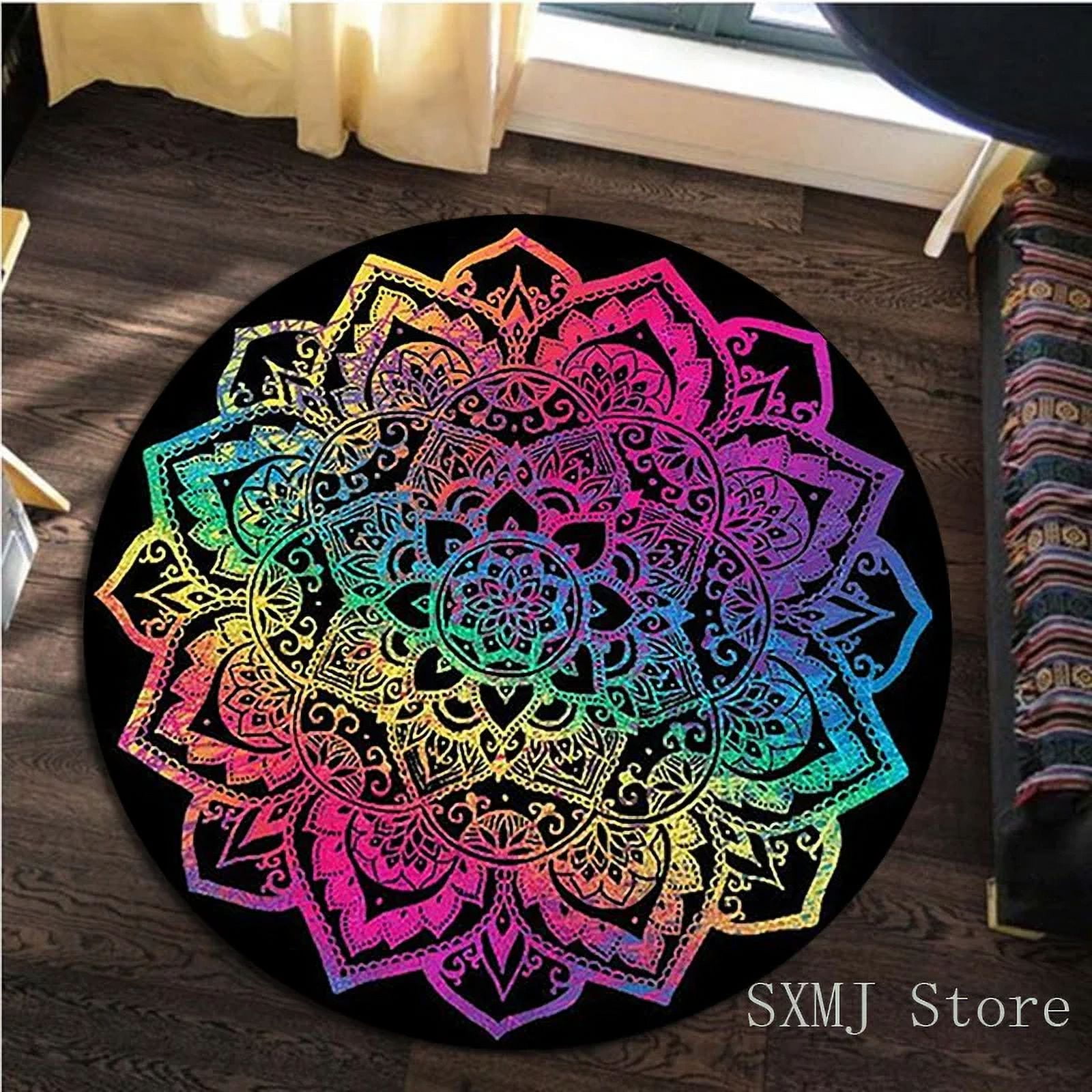 Religion Mandala Round Area Rug Carpet Side Table Mats Sofa Foot Pad ...