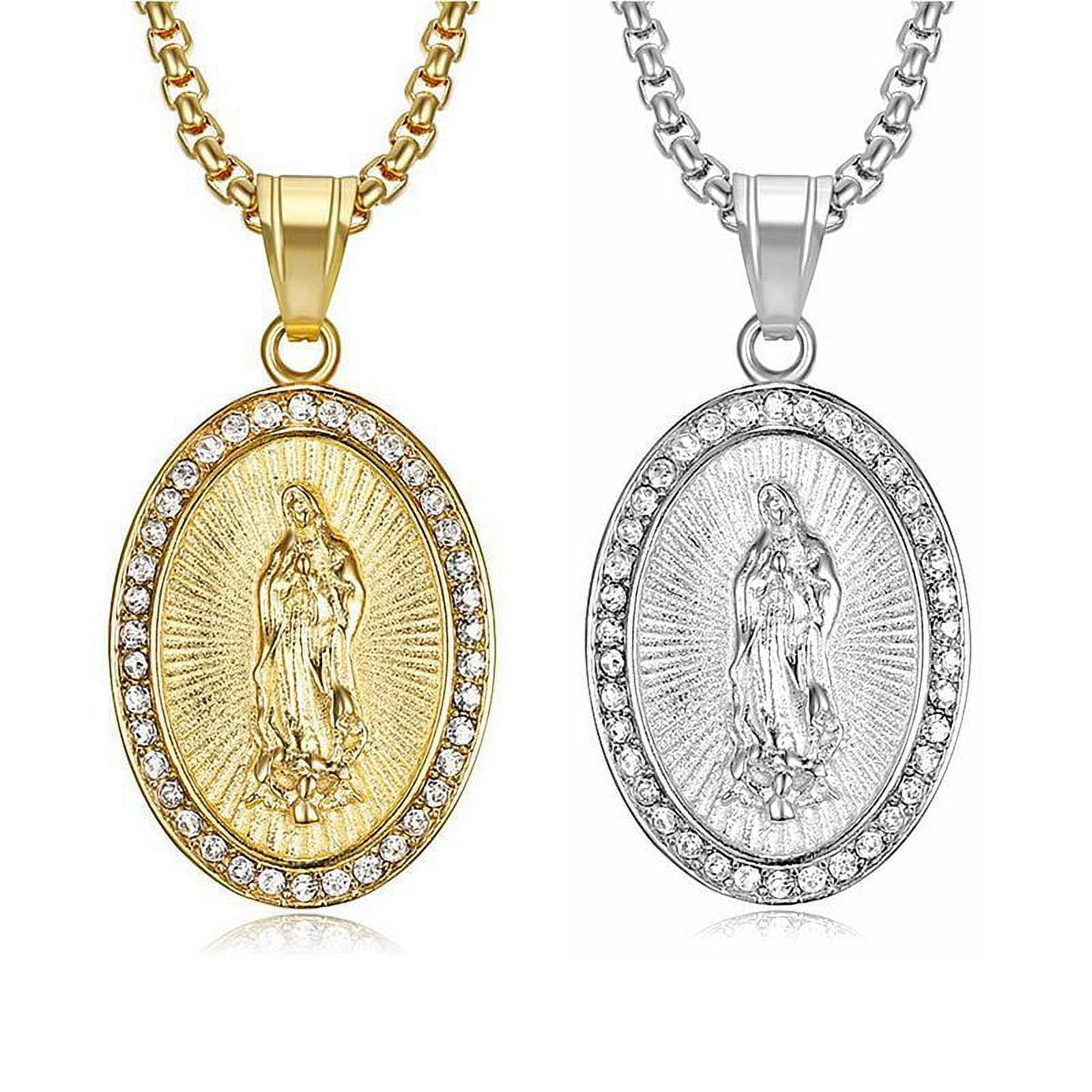 Religious 14K Yellow Gold Jewelry Supplies God Mother Saint Virgin Mary ...