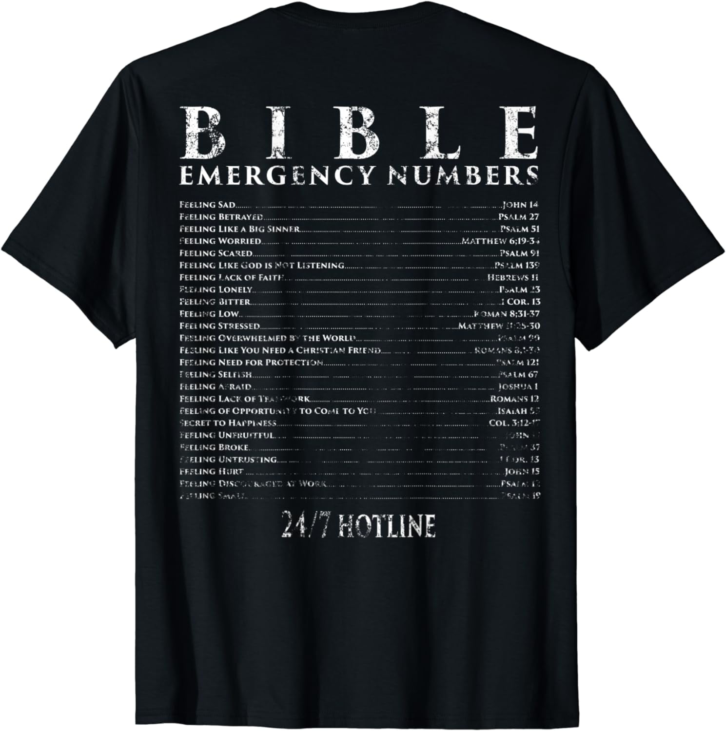 Religious 24/7 Bible Emergency Numbers Vintage TShirt T-Shirt - Walmart.com