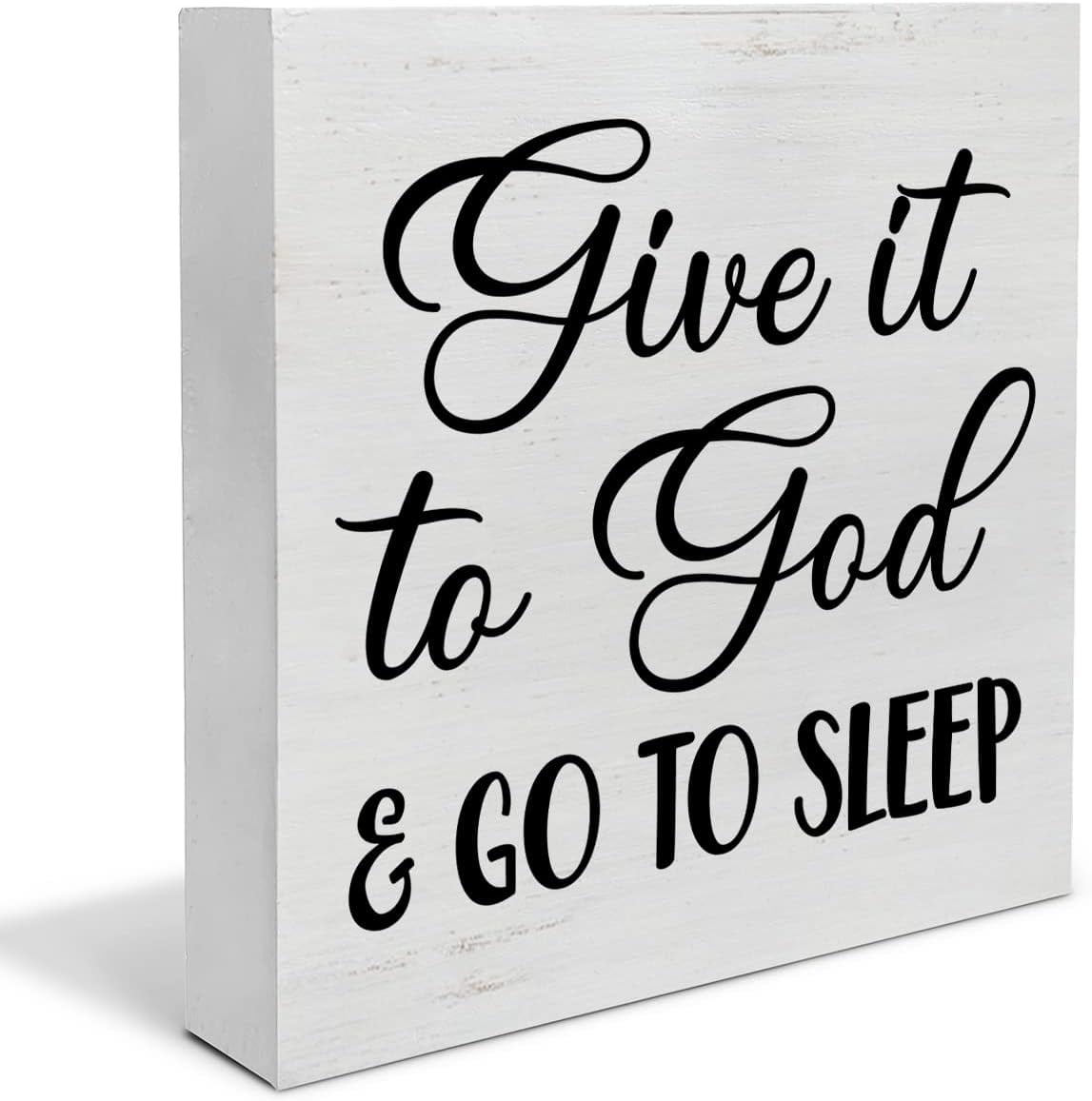 Religious Bedroom Wood Box Sign Decor Desk Sign Give It to God and Go ...