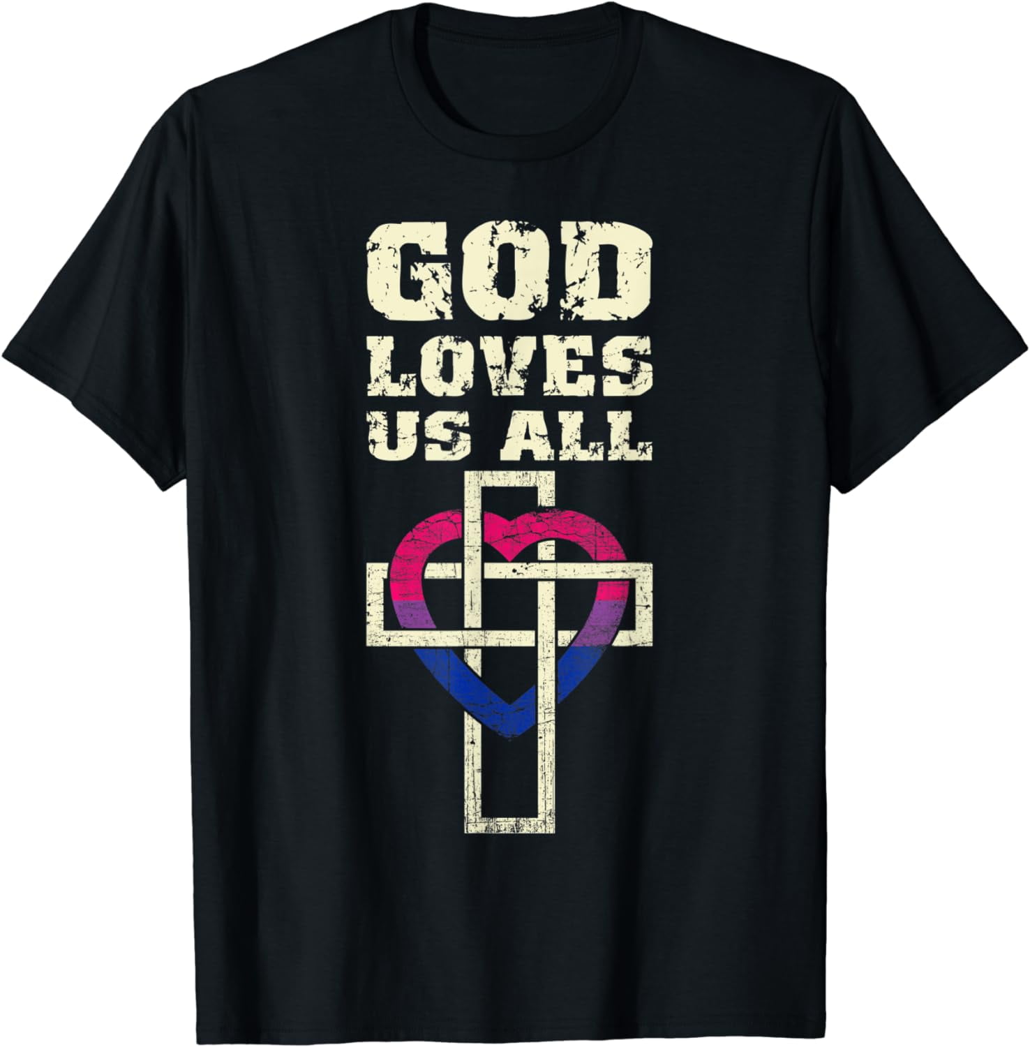 Religious, Bisexual Flag, Christ cross with heart T-Shirt - Walmart.com