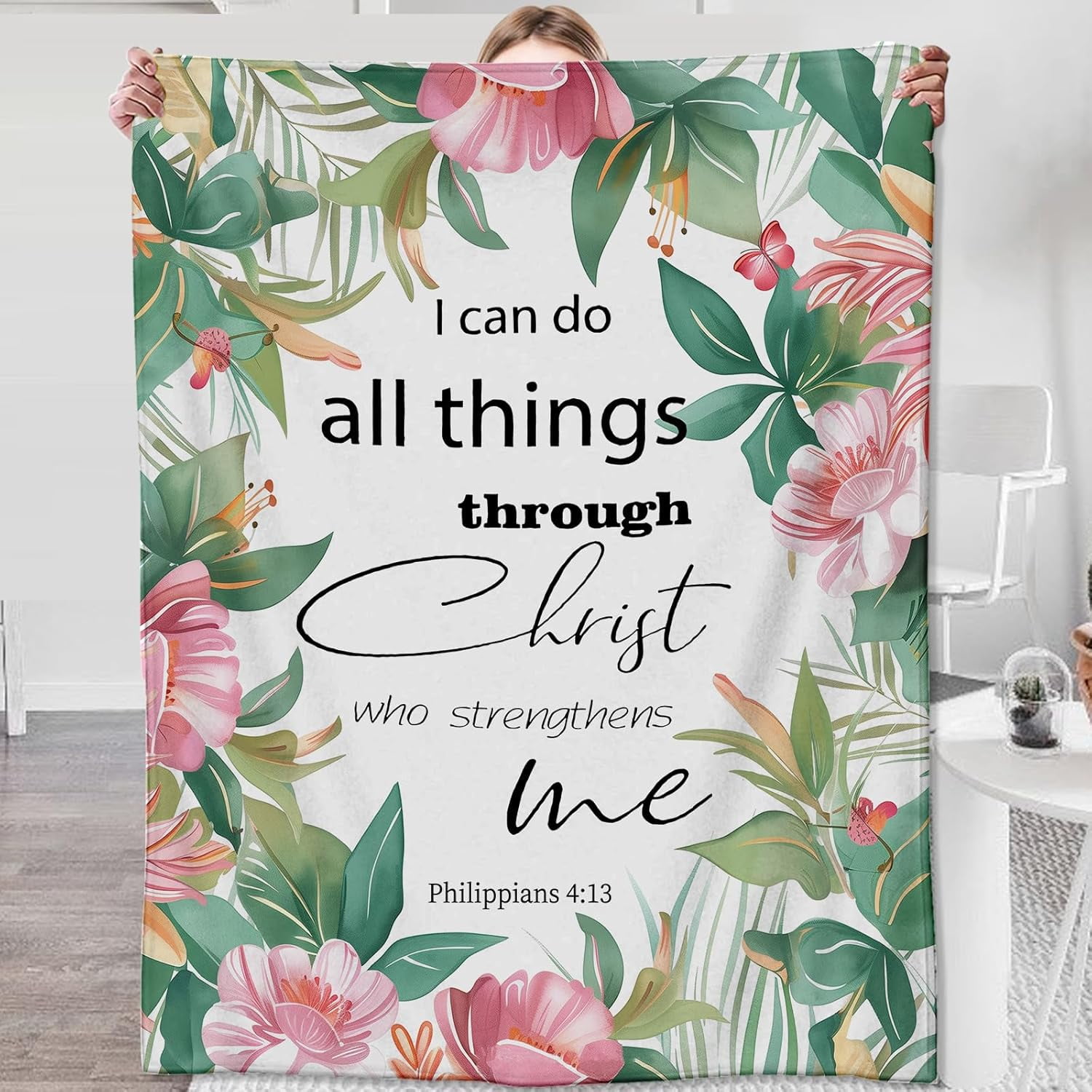 Religious Blanket, Bible Verse Blanket with Inspirational Thoughts and ...