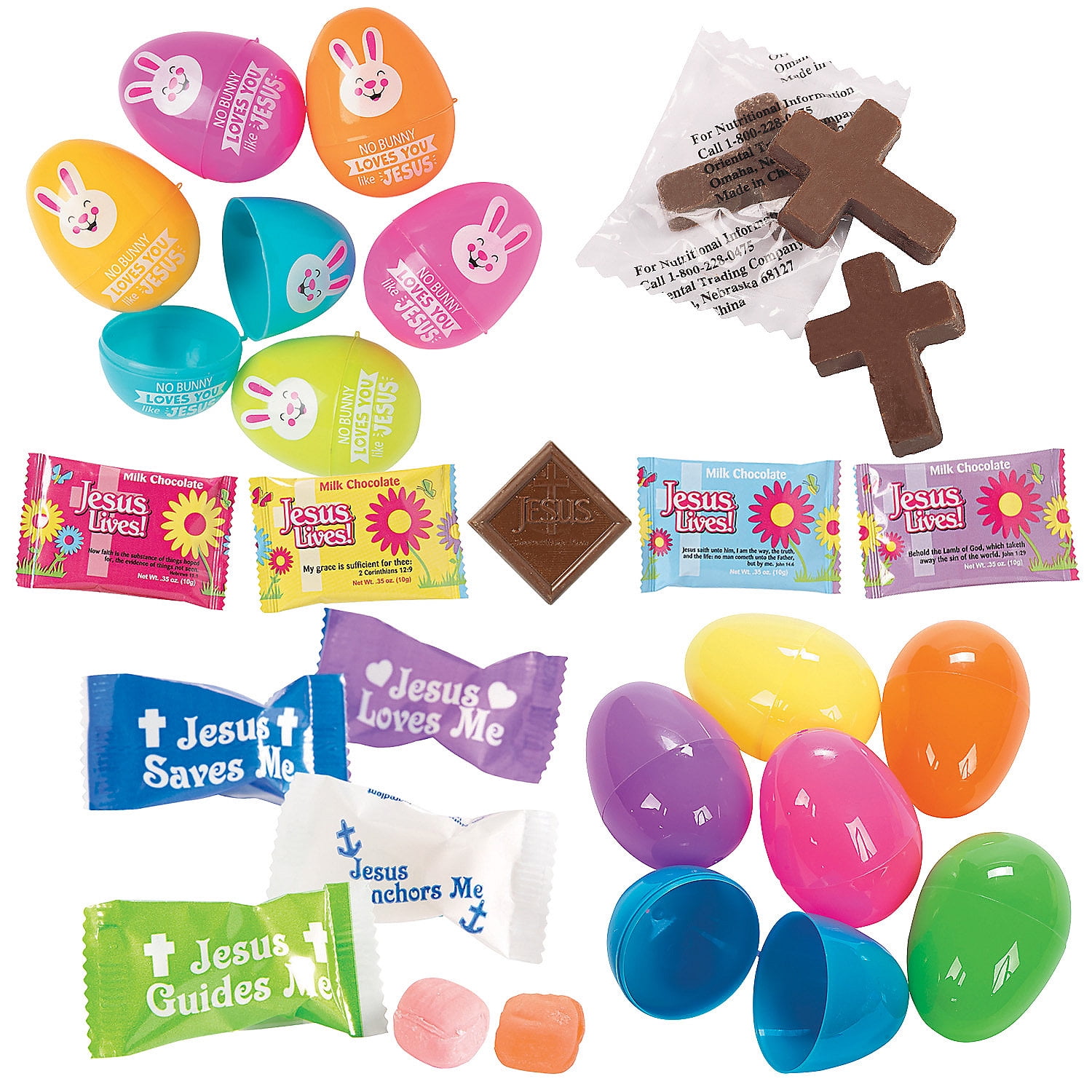 Religious Candy Filler & Bright Plastic Easter Eggs Kit, 3" Bulk 96 ...