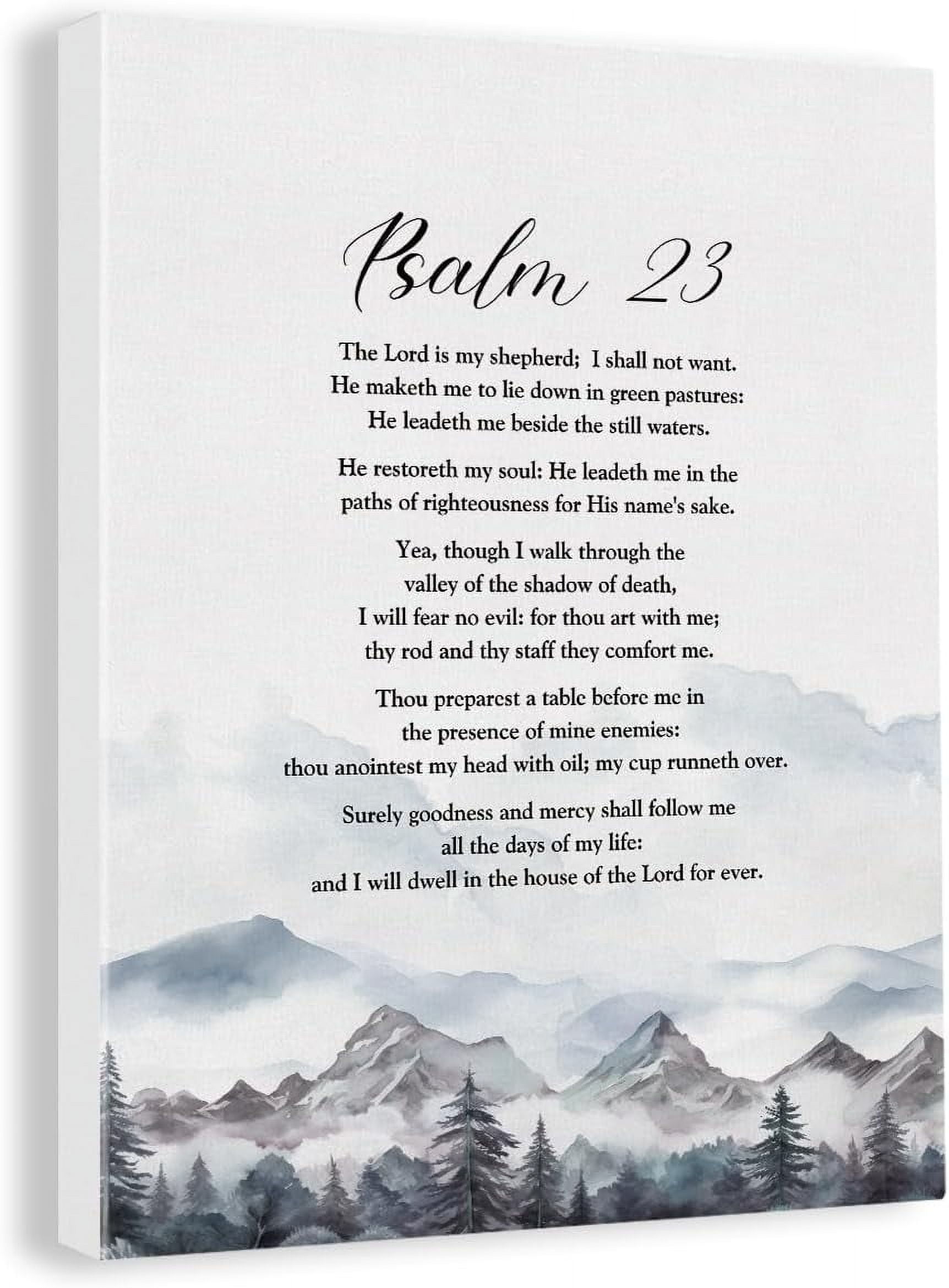 Religious Canvas Wall Canvas Print Positive Scripture Psalm 23 ...