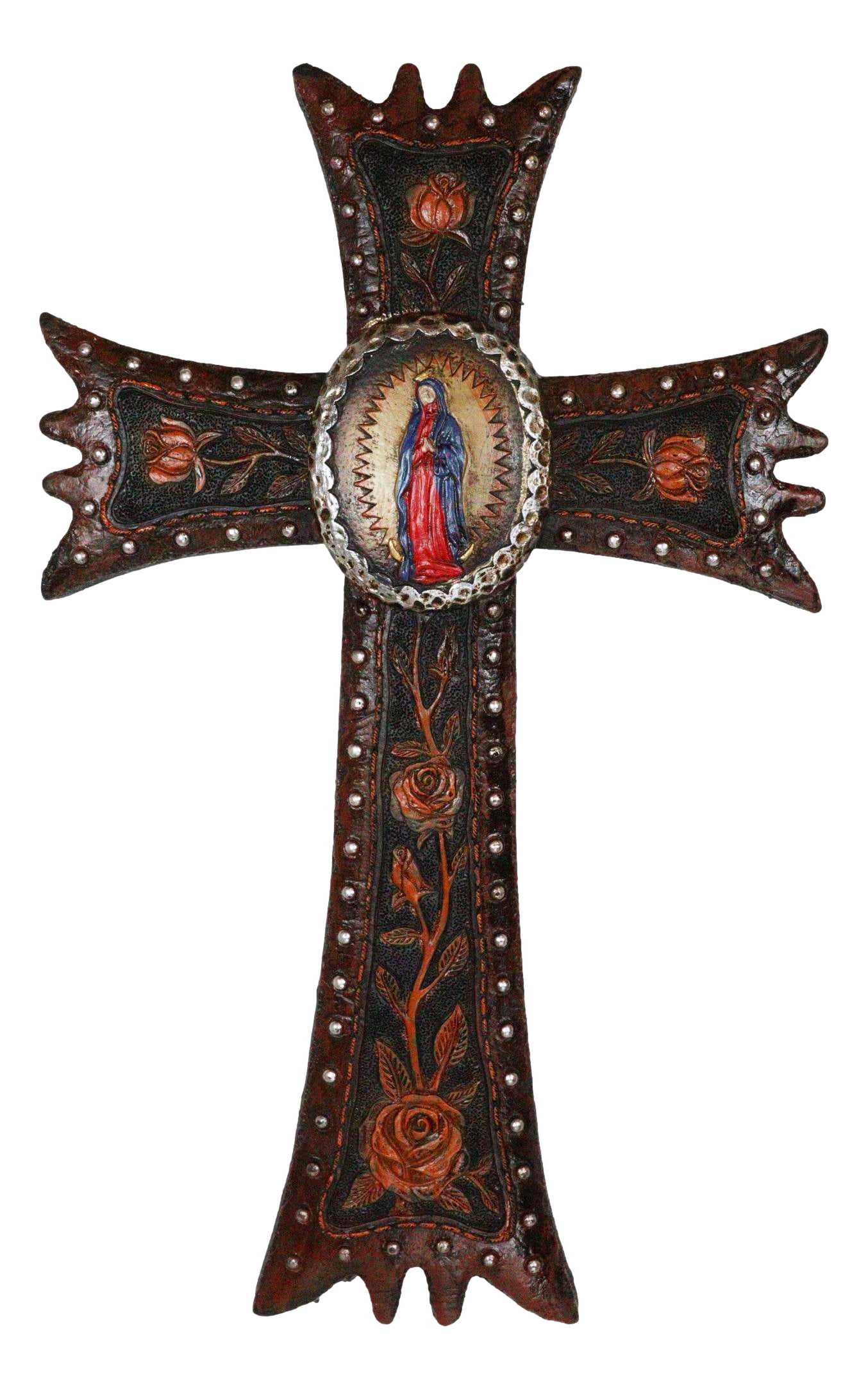 Religious Catholic Lady of Guadalupe Mary With Red Roses Wall Cross ...