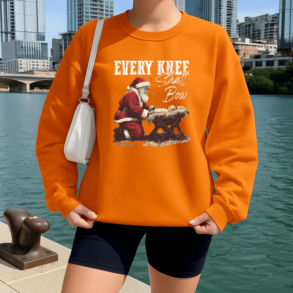 Religious Christian Christmas Faith Every Knee Shall Bow Sweatshirt ...