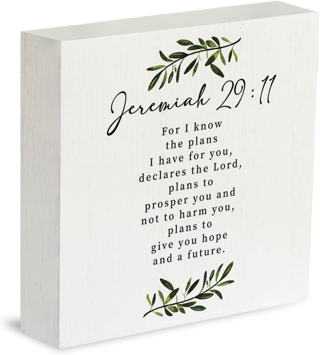 Religious Christian Decor Wood Box Sign 5x5 Inches Faith Scripture Box ...
