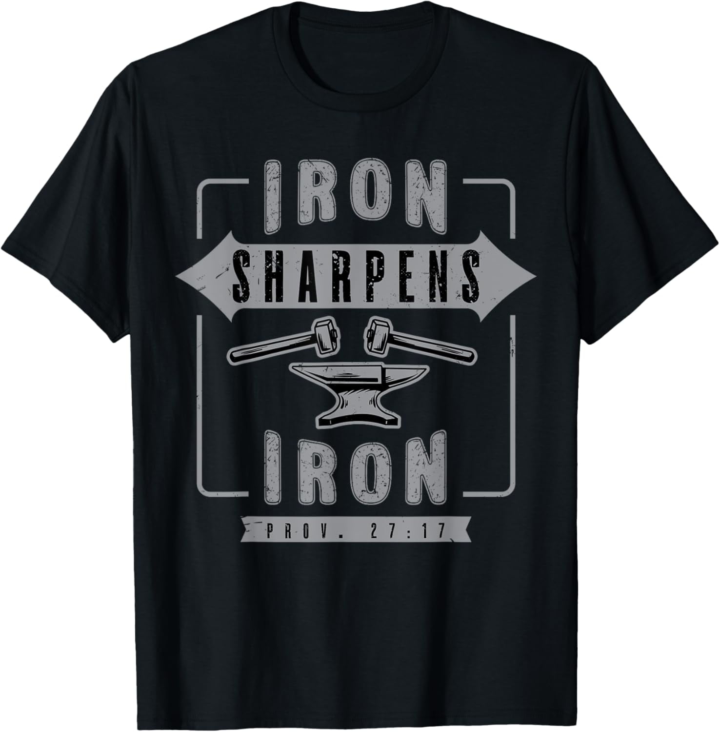 Religious Christian Iron Sharpens Faith Proverbs Bible Verse T-Shirt ...