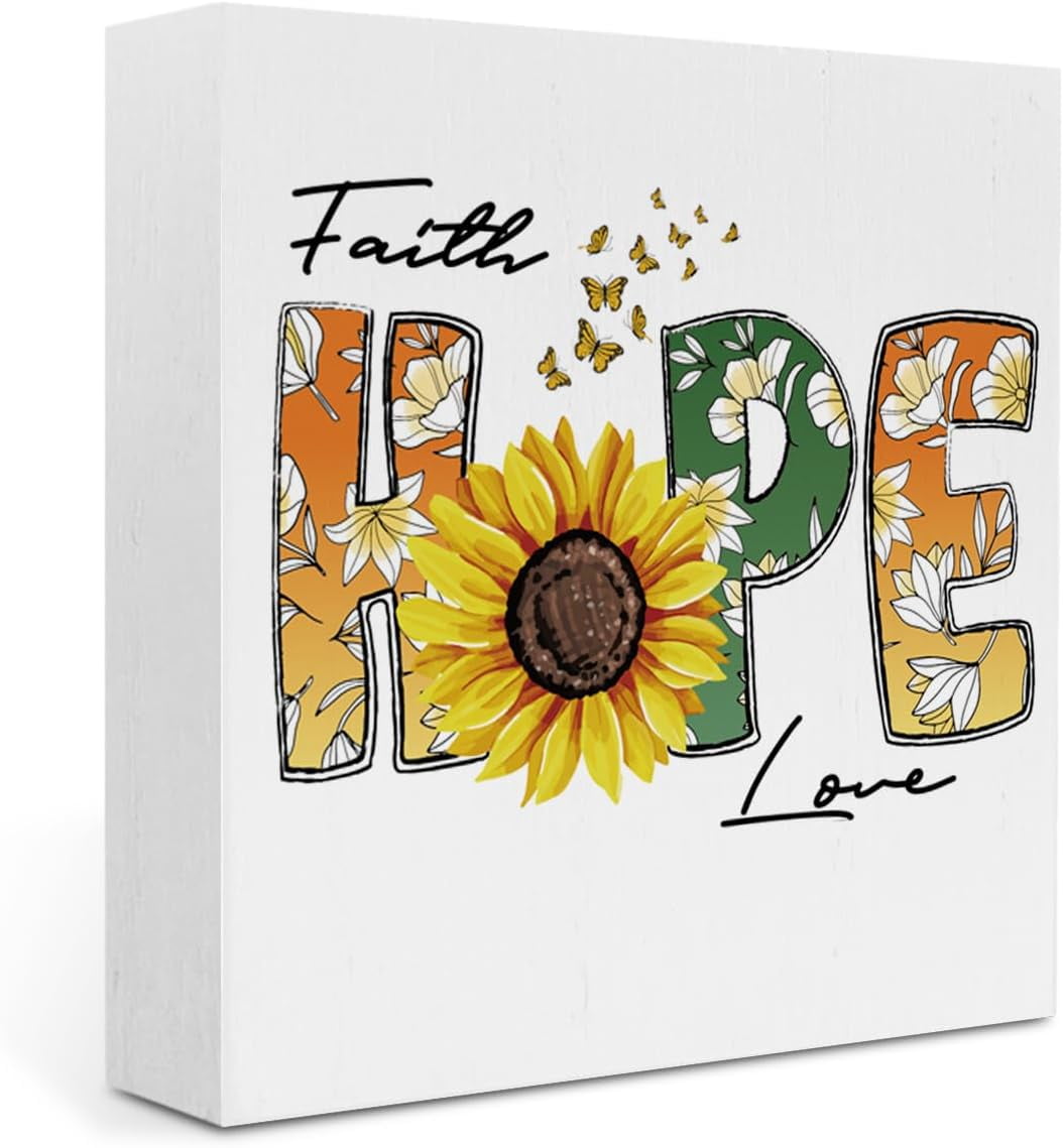 Religious Christian Sunflower Decor Wood Box Sign 7x7 Inches Rustic ...