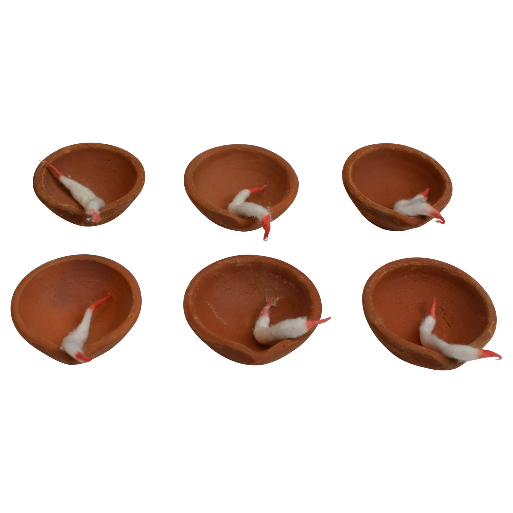 Religious Clay Diya with Cotton Wicks Diwali Indian Item For Temple -6 ...