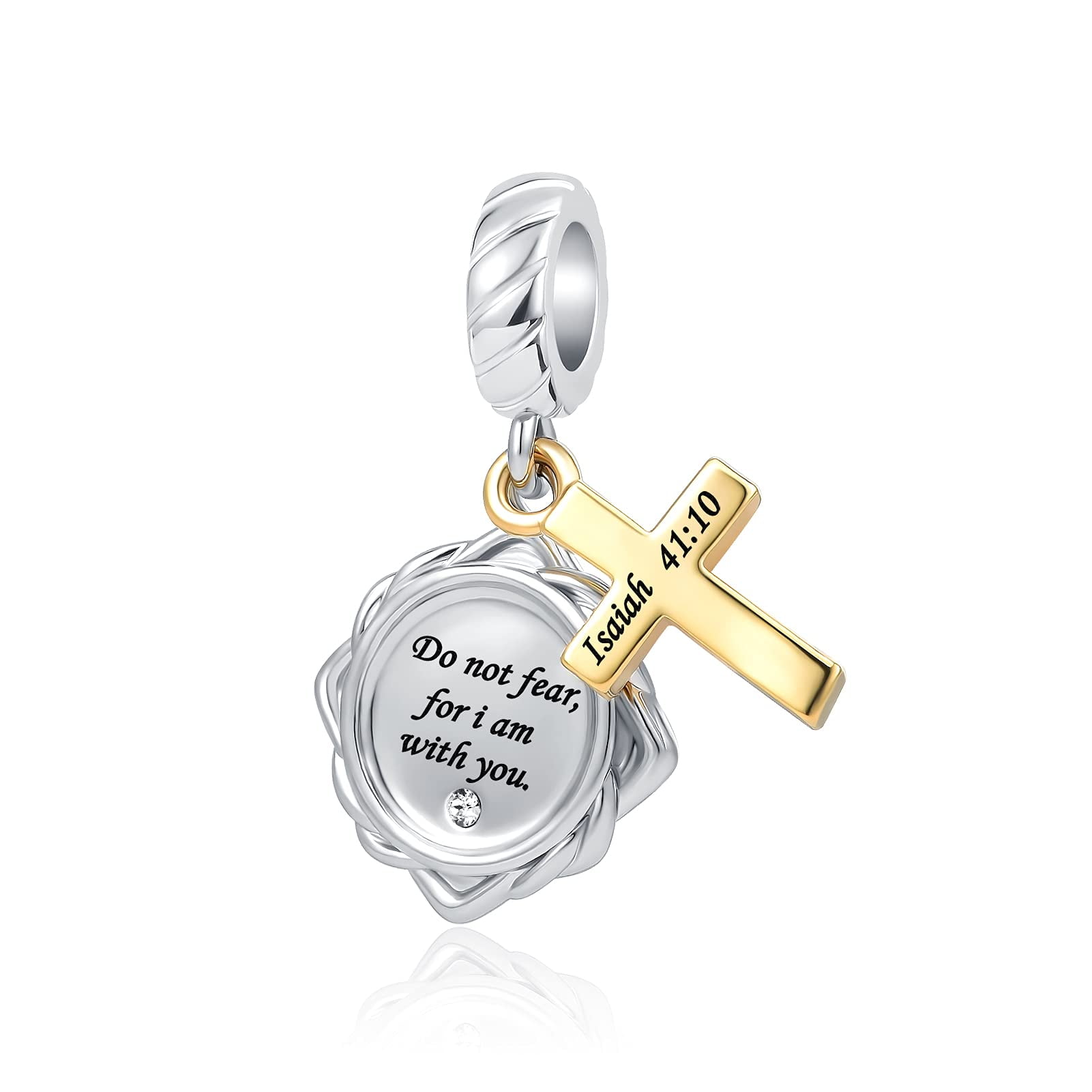 Religious Cross Dangle Charm Bible Verse Quote Isaiah 41:10 Scripture ...
