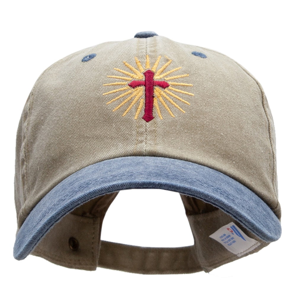 Religious Cross Embroidered Cotton Wash Cap - Khaki Navy OSFM - Walmart.com