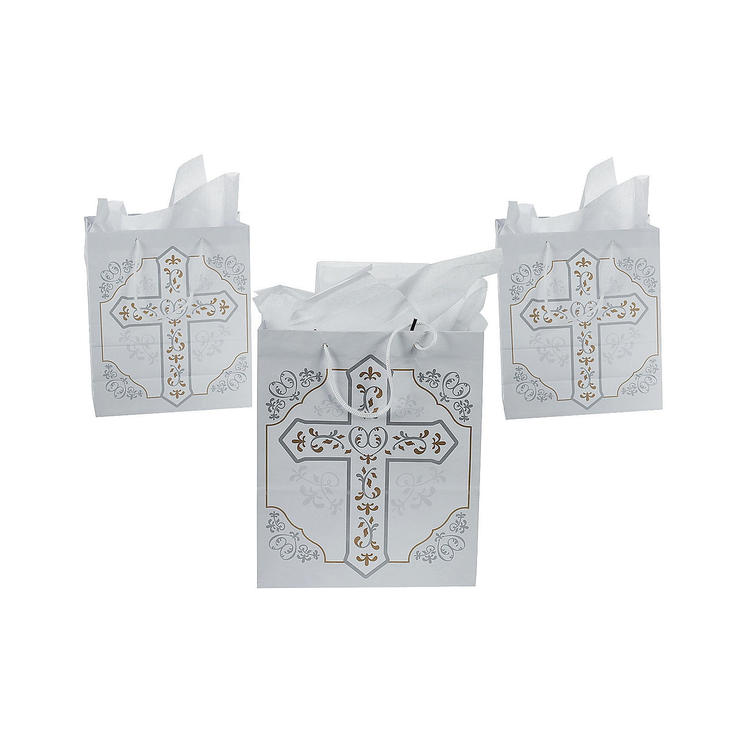 Religious Cross Design Gift Bags with Nylon Handles for Baptism ...