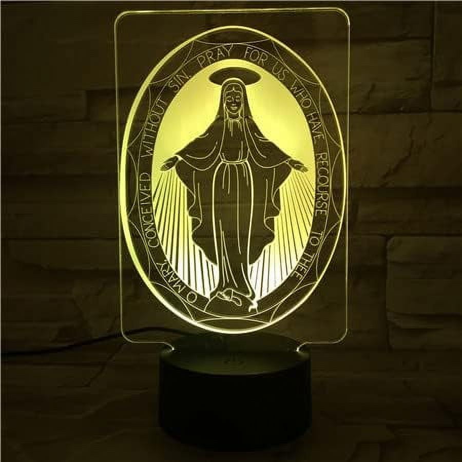 Religious Cross Jesus Toys 3D Illusion Night Light Lamp, Creative RGB ...