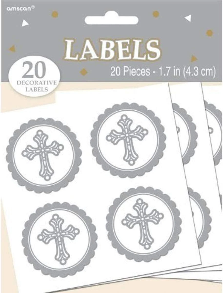 Religious Cross Silver White Theme Party Favor Decoration Stickers ...