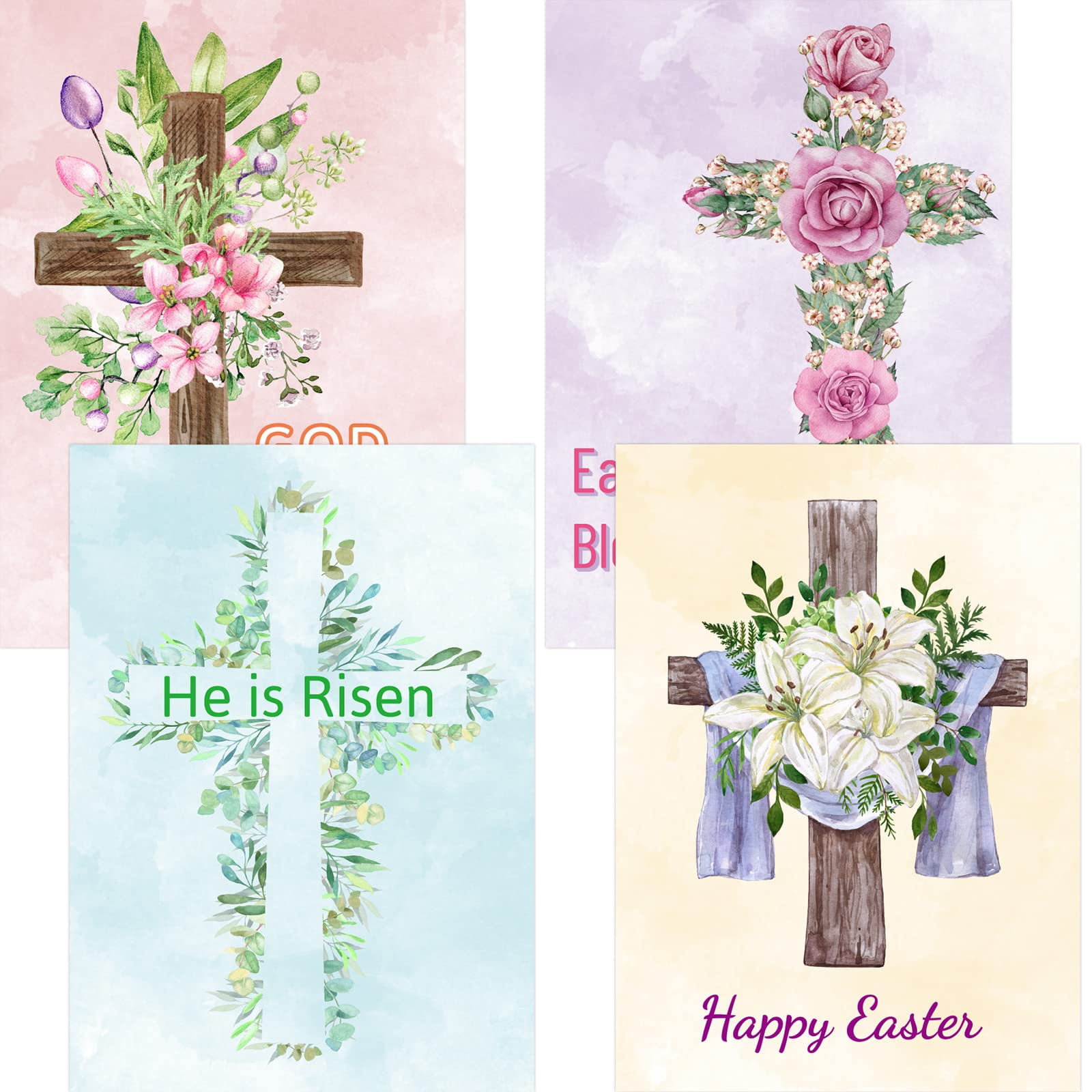 Religious Easter Cards 16 Cards with Envelopes He is Risen Greeting ...