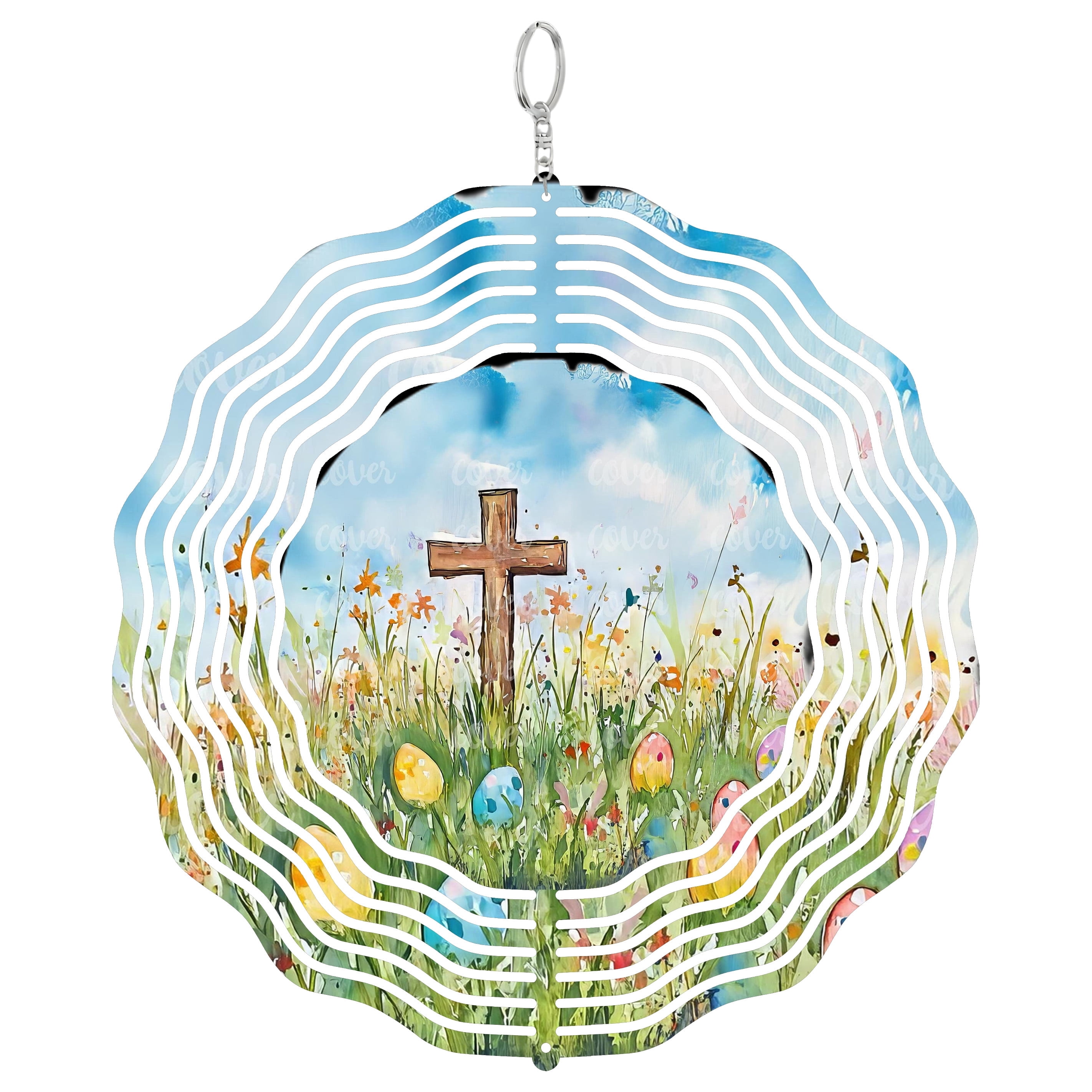 Religious Easter Cross 3D Wind Spinner Kinetic Yard Art Hanging Spring ...