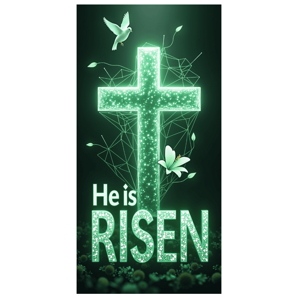 Religious Easter Themed Backdrop Banner with He is Risen Text Flying ...