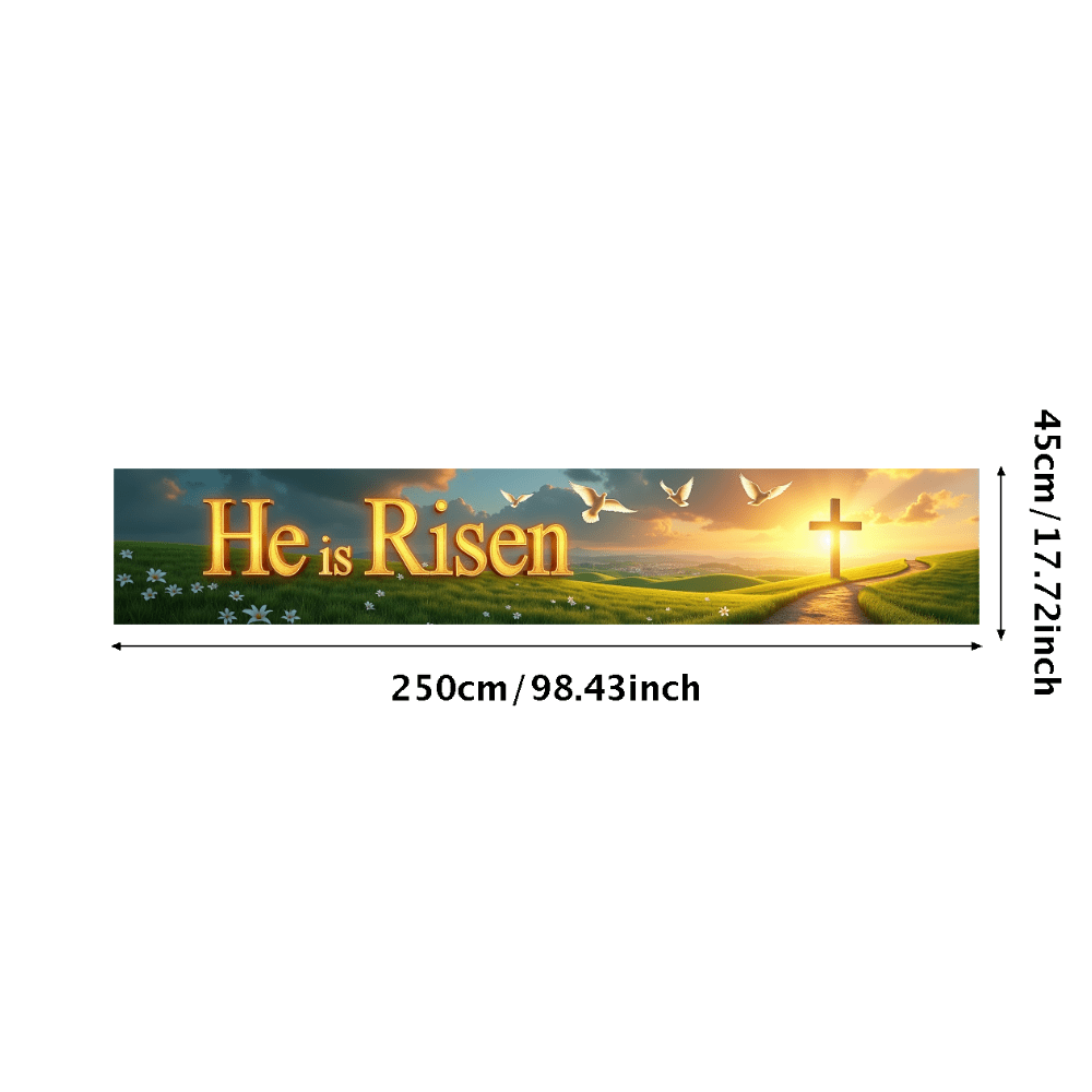 Religious Easter Themed Backdrop Banner with He is Risen Text Flying ...