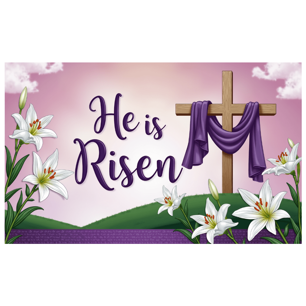 Religious Easter Themed Banner with Cross Lily Decor Background, Ideal ...