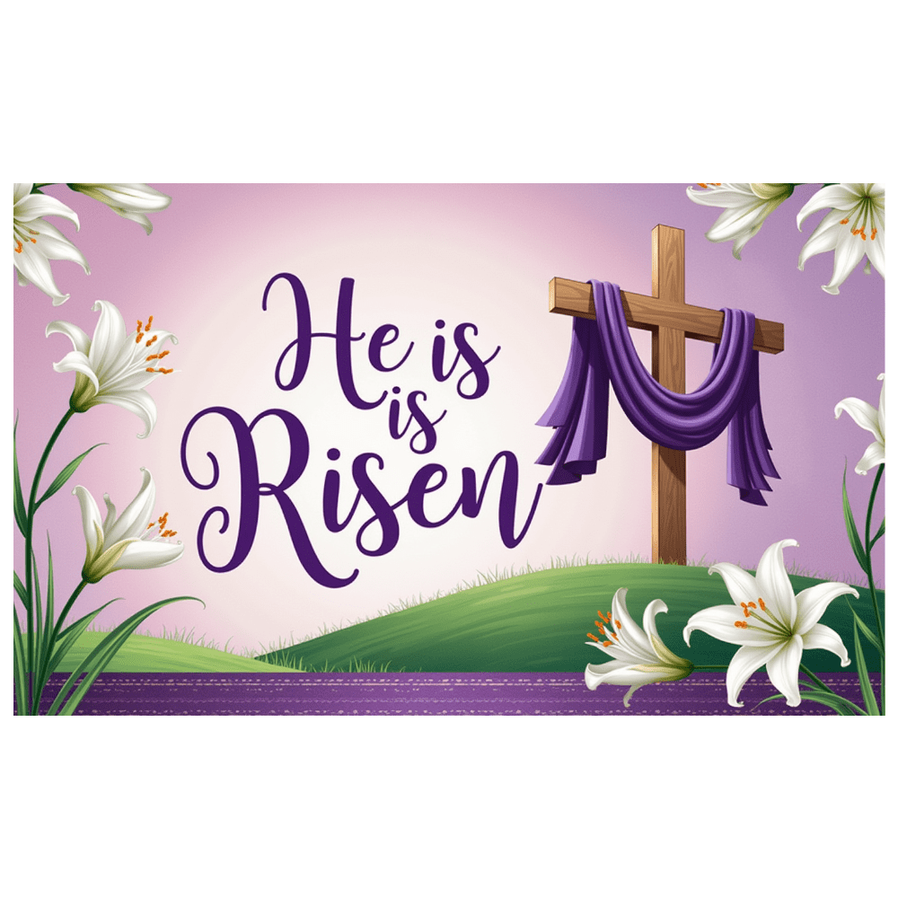 Religious Easter Themed Banner with Cross Lily Decor Background, Ideal ...
