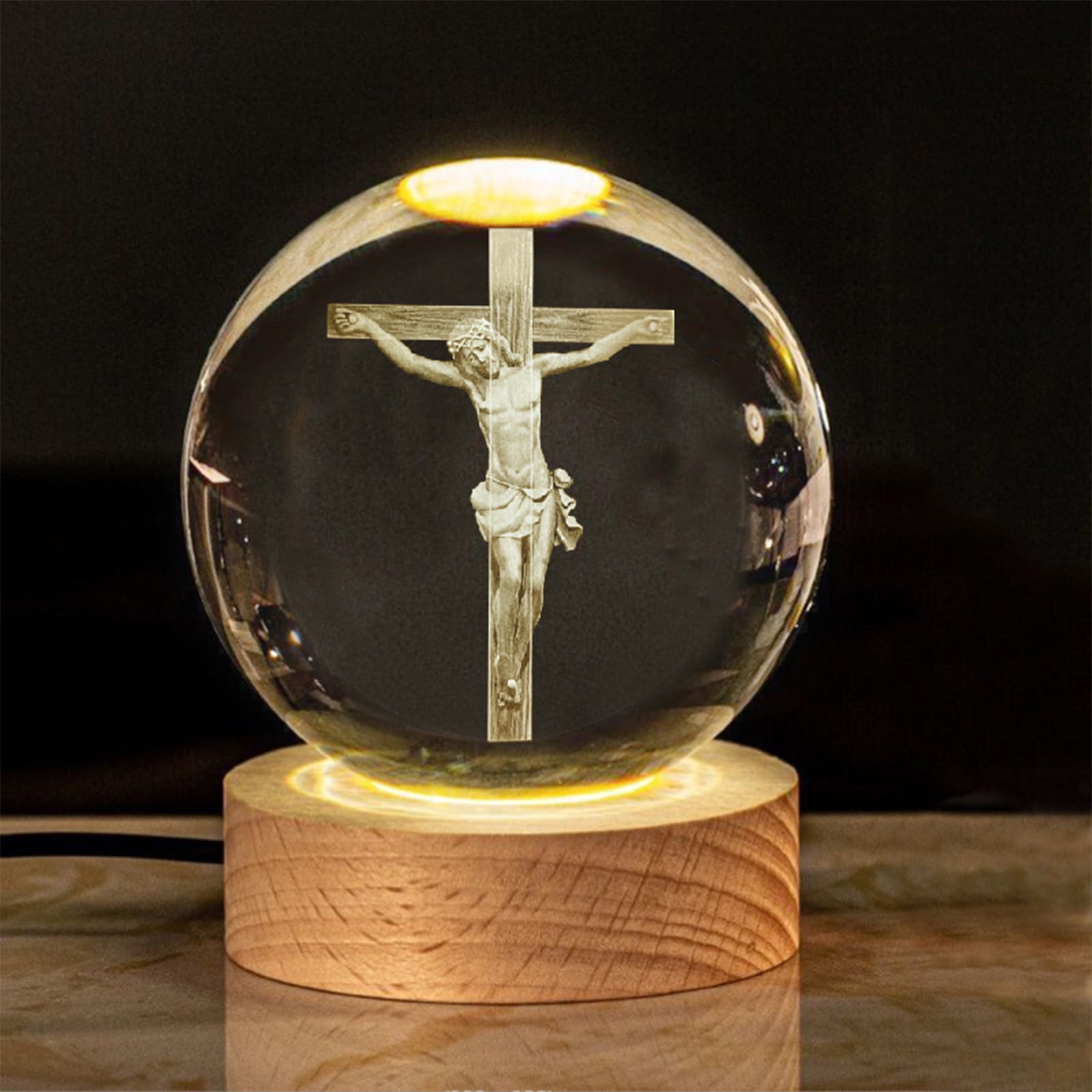 Religious Figurine Night Light, Holy Family Glass Statue, Color ...