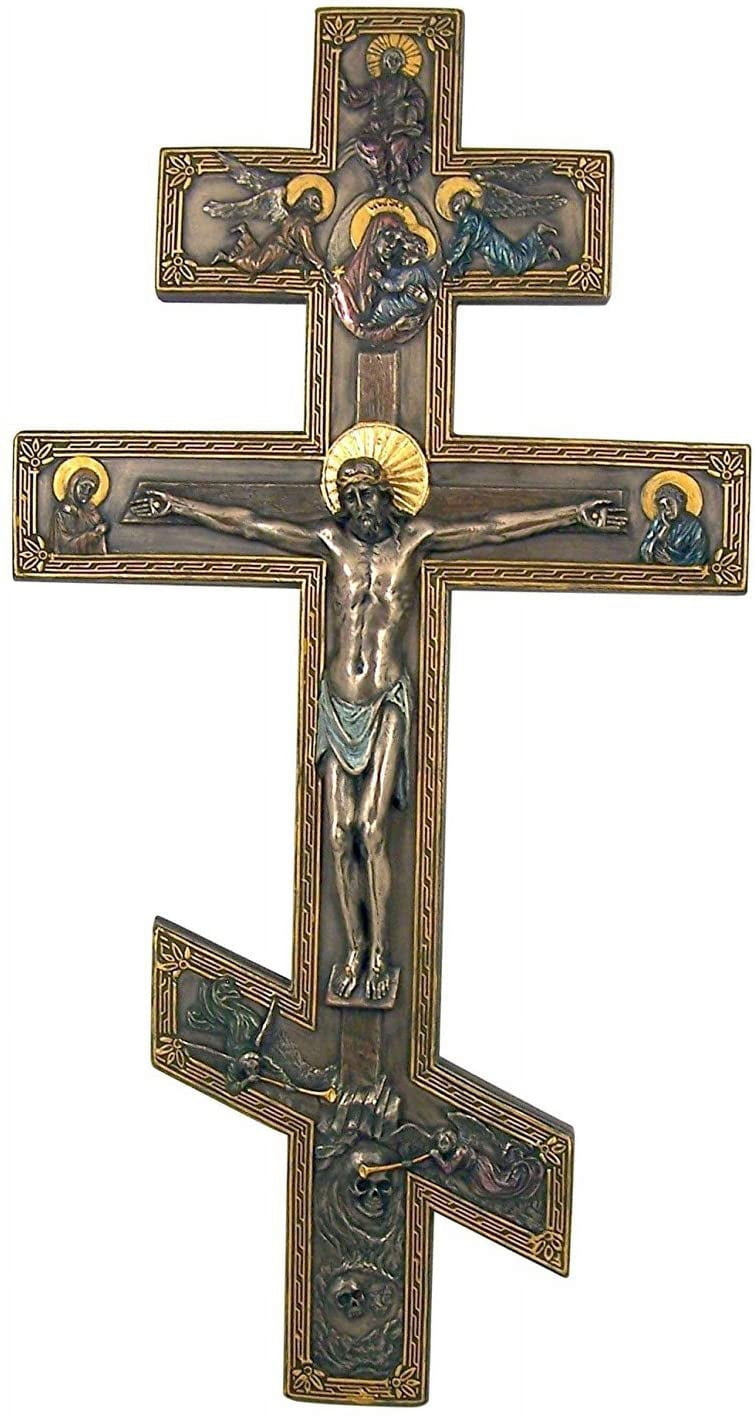 Religious Gift 17" Bronzed Marble Resin Orthodox Cross Crucifix Wall ...
