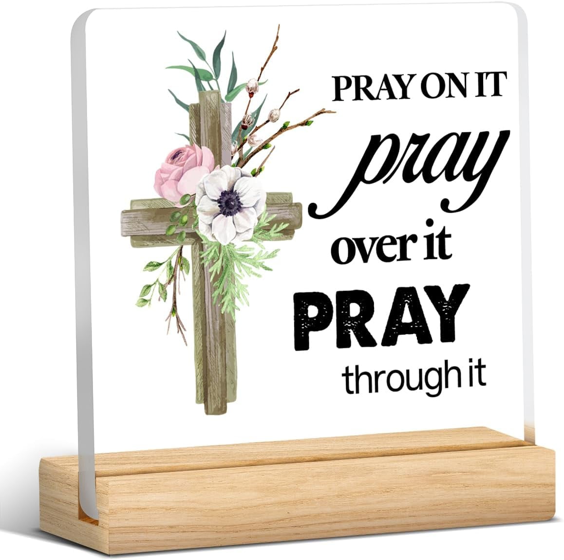 Religious Gifts Christian Faith Gift Pray Clear Desk Decorative Sign ...