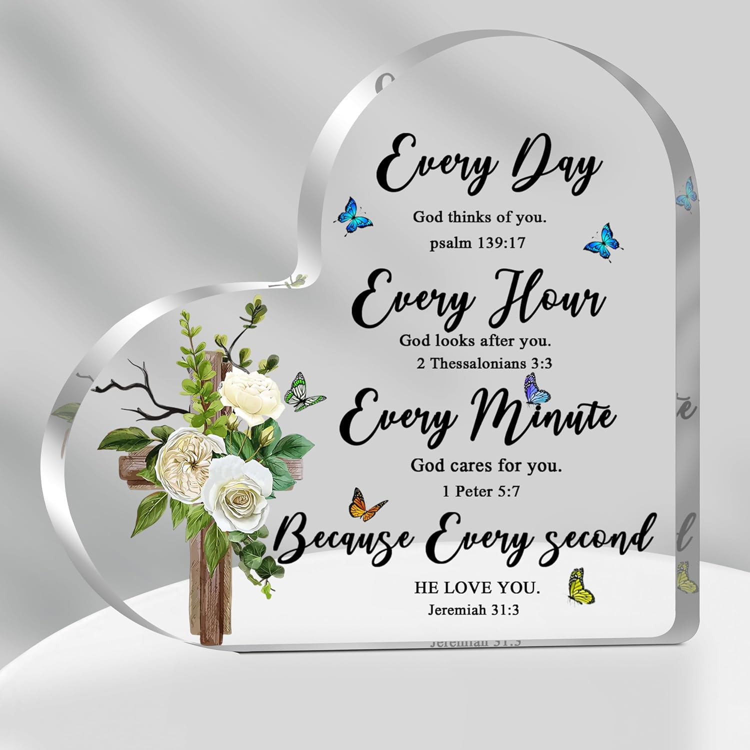 Religious Gifts Christian Gifts for Women Acrylic Heart Keepsake,Bible ...