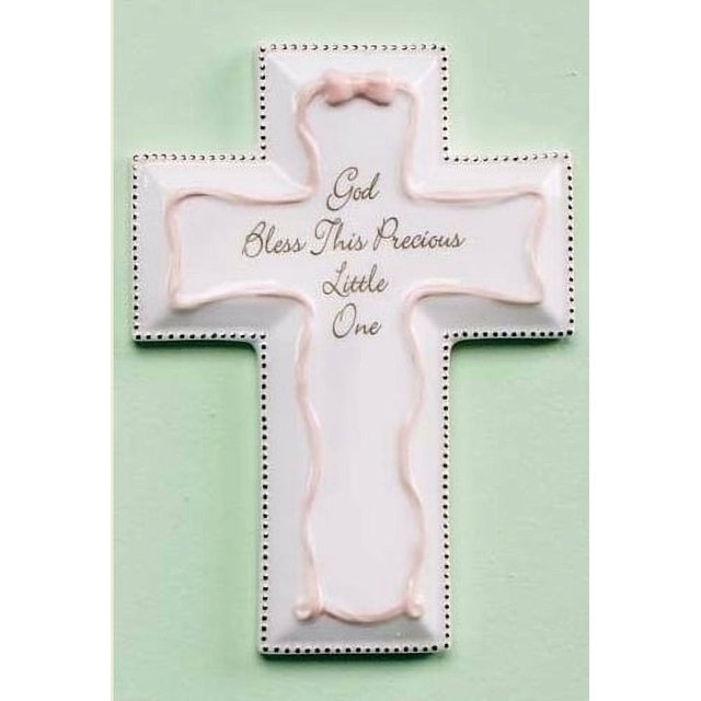 Religious God Bless Wall Cross. Porcelain Pink Ribbon 65879 - Walmart.com