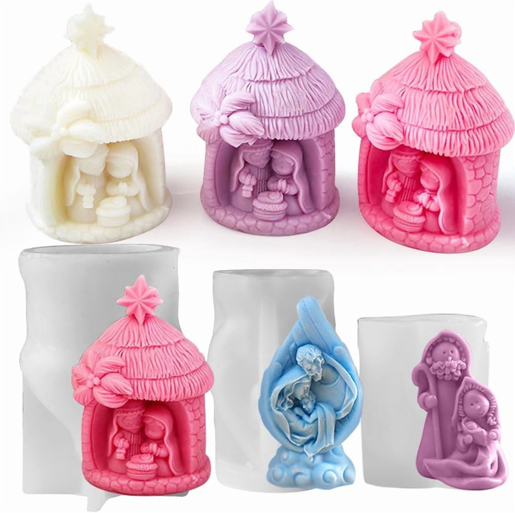 ABPETE Silicone Mold Holy Family Nativity Candle Molds for Candle ...