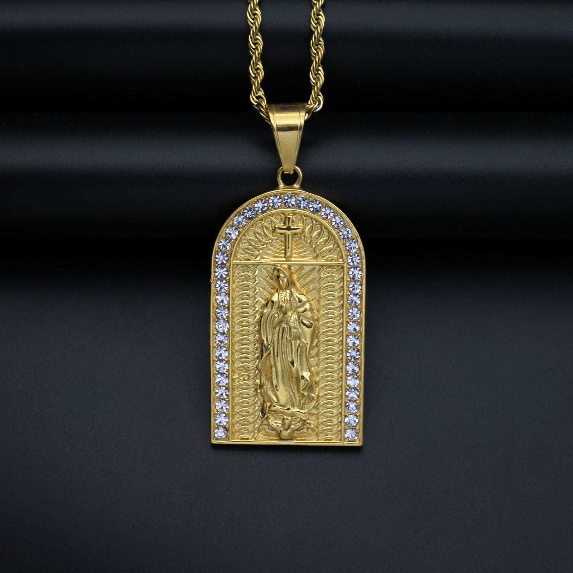 Religious Jewish Virgin Mary Pendant Necklace for men Women 14K Yellow ...