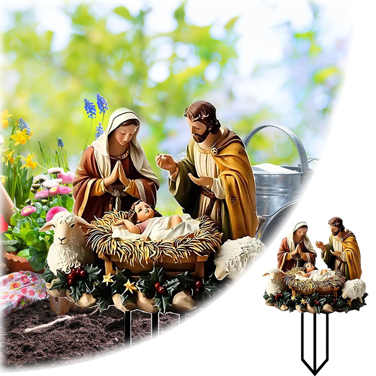 Religious Nativity Scene Garden Stake, 1 Count, 11.8 Inch, Acrylic ...