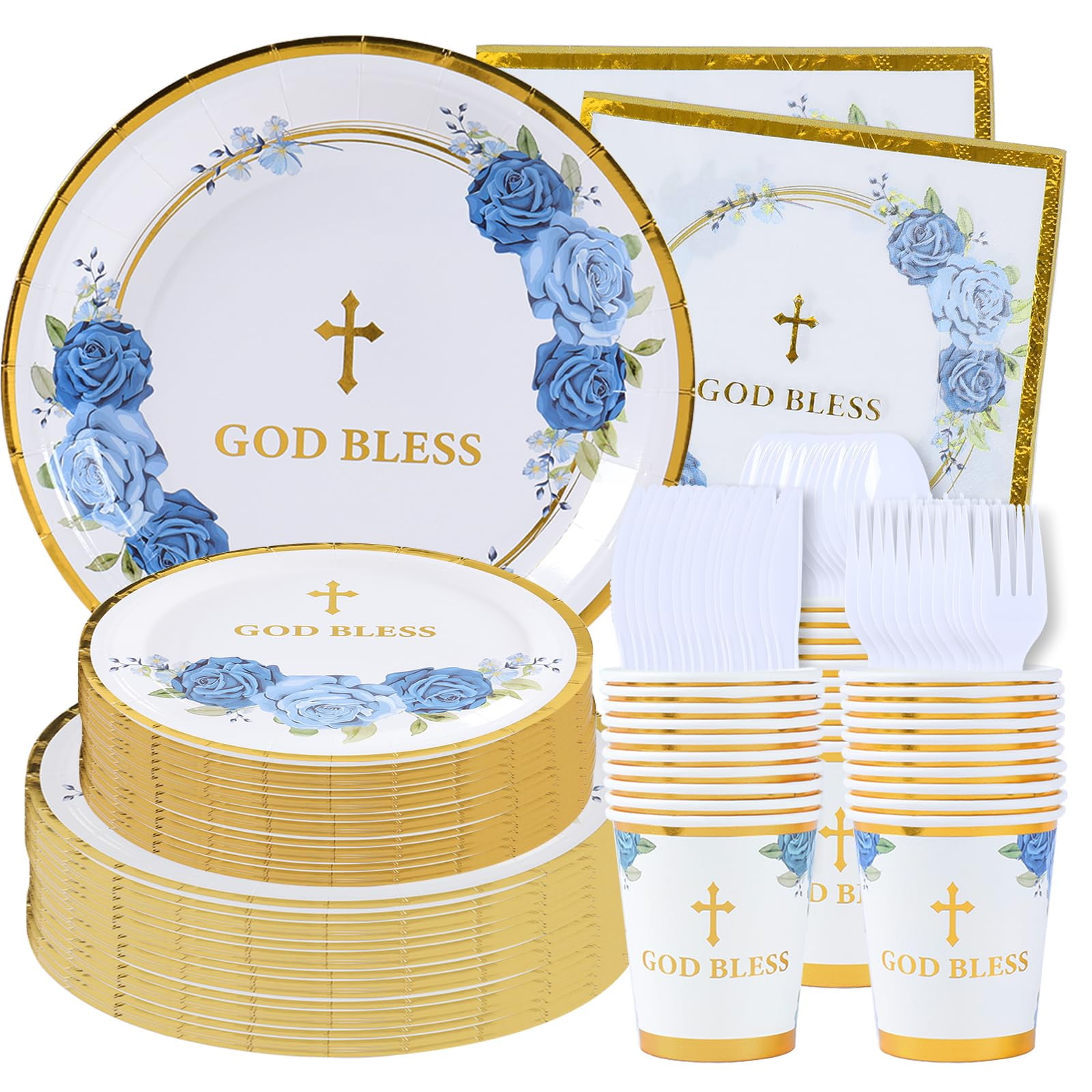 Religious Party Plates for STF9 24 Guests - Baptism, First Communion ...