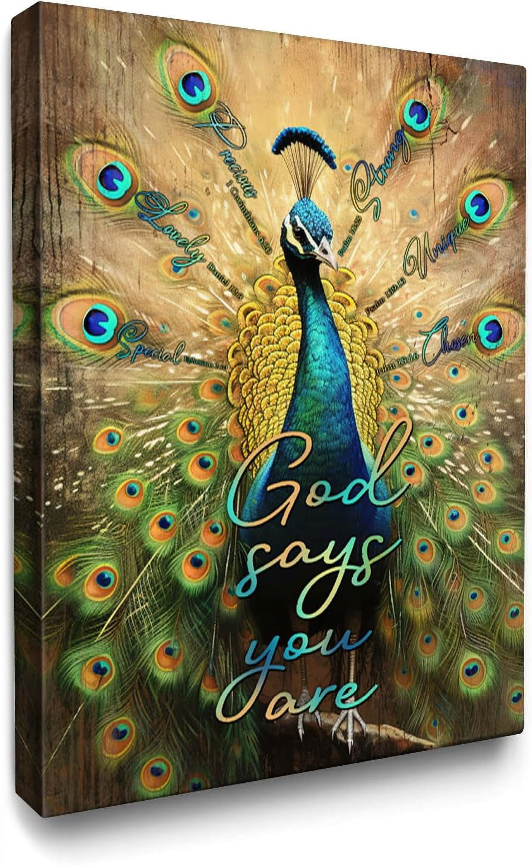 Religious Peacock Canvas Wall Art Christian Peacock Painting Wall Decor ...