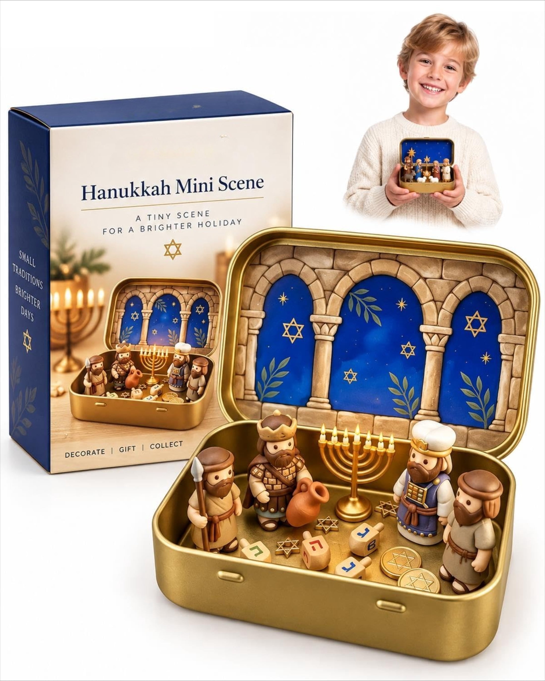 Religious Pocket-Size Mini Nativity Scene Set with Storage Box Hand ...