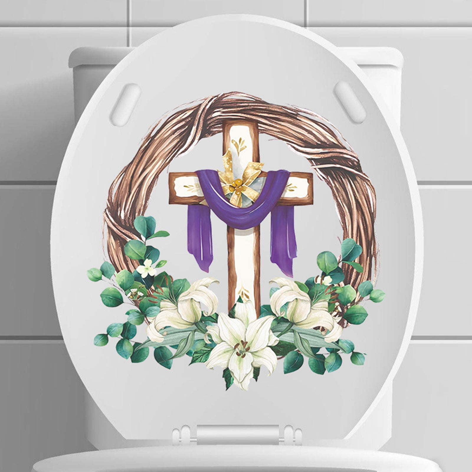 Religious He Is Risen Easter Cross Sign Purple Wooden Door Hanger Wall ...