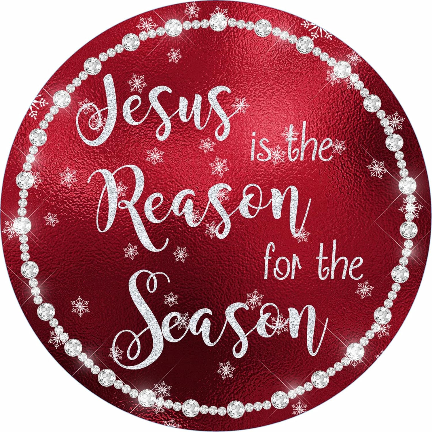 Religious Round Aluminum Wall Sign 8×8 in Vintage Winter “Jesus Is The ...