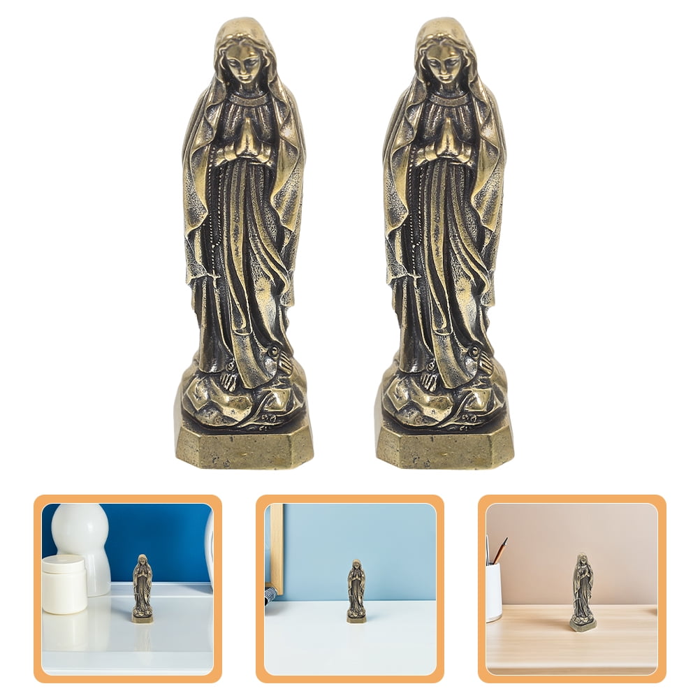 Religious Statues,2Pcs Mini Size Holy Lady Sculpture Brass Virgin Mary ...