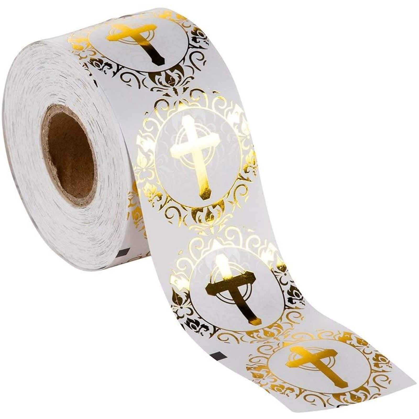Religious Stickers – 500-Count Gold Foil Cross Stickers, Cross Design ...