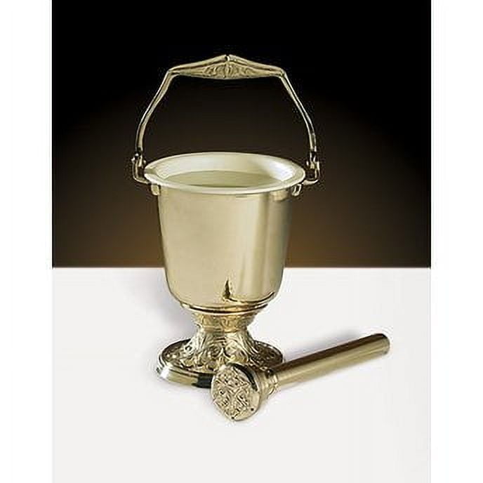 Religious Supply Embossed Holy Water Pot with Sprinkler Set - Walmart.com