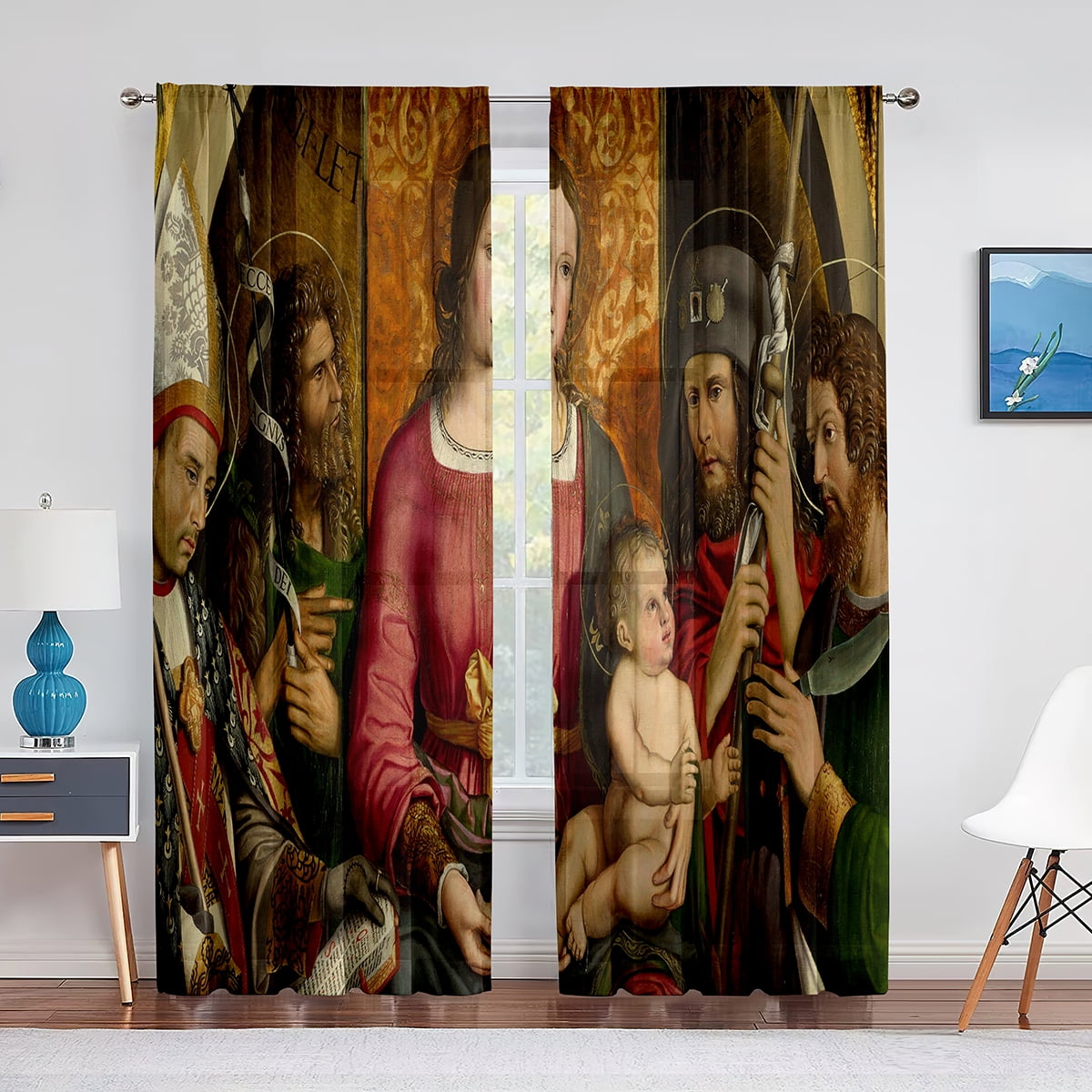 Religious Symbols Around The Earth Tulle Curtains for Living Room ...