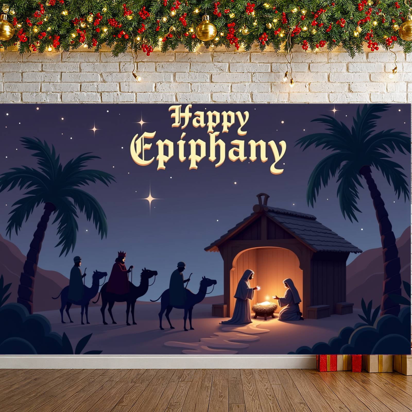 Religious Theme Epiphany Banner Decorative Design Christmas Banner ...