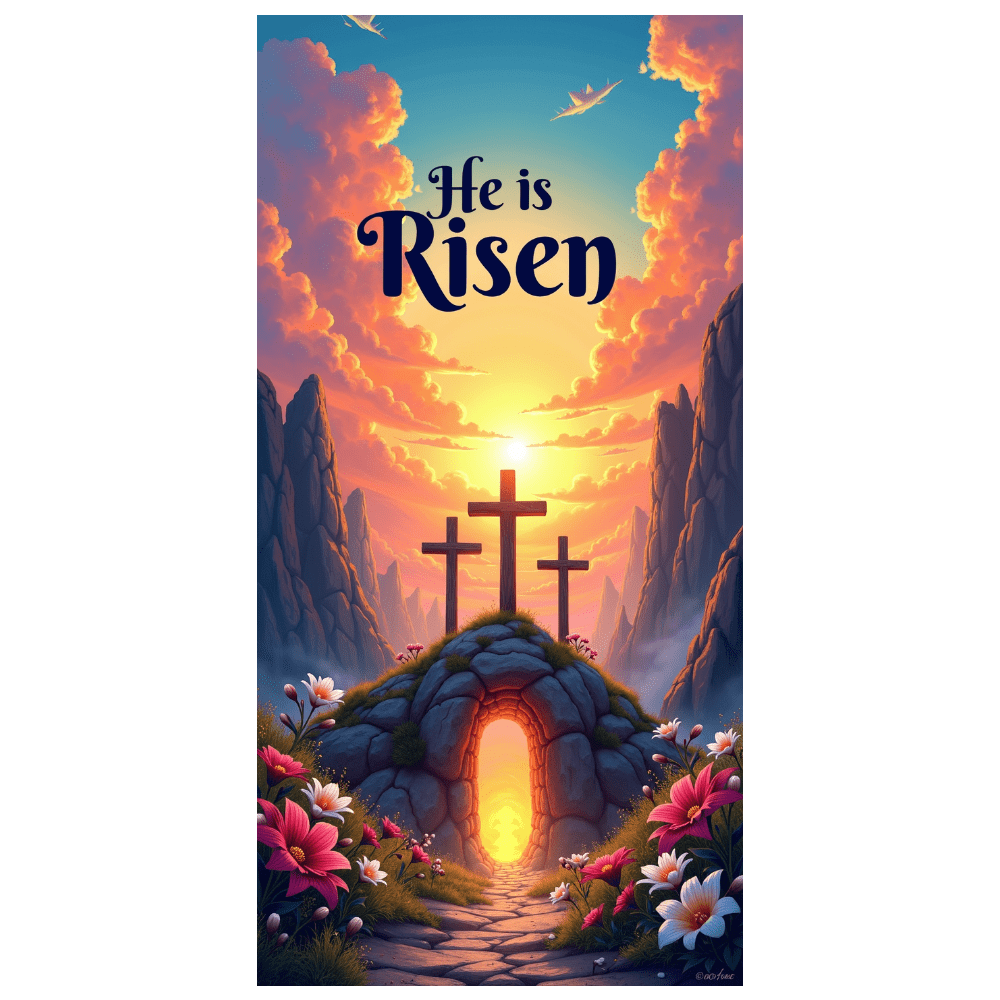 Religious Themed Cloudy Background Easter Backdrop Banner with Crosses ...