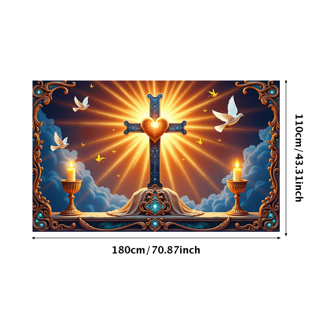 Religious Themed Stained Glass Style Banner with Dove Grape Chalice and ...
