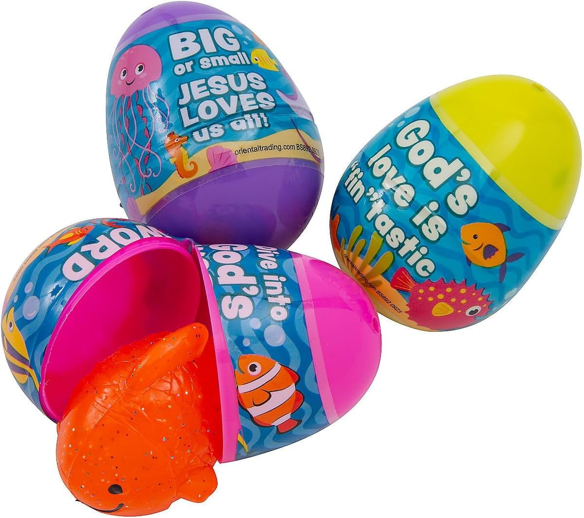 Religious Under The Sea Fish-Filled Plastic Easter Eggs - 24 Pieces ...